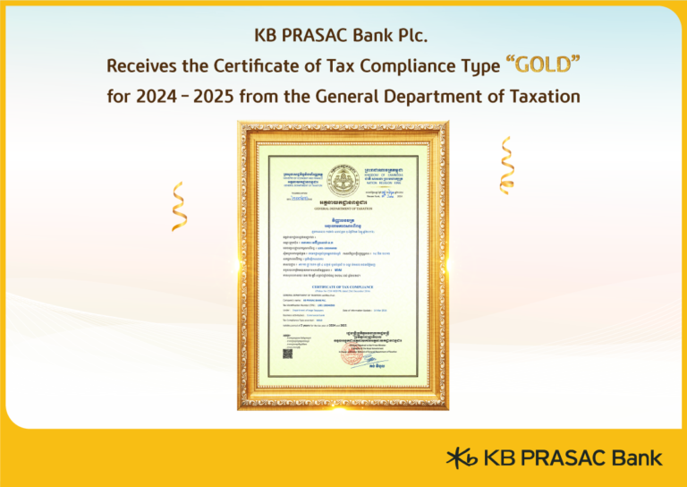 KB PRASAC Bank Plc. Receives “GOLD” Tax Compliance Certificate - KB ...